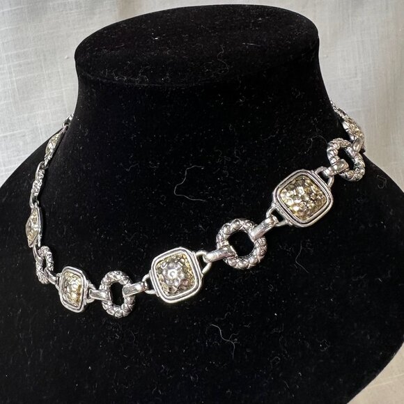 Jewelry | Vintage Two Tone Button And Chain Link Choker Necklace | Poshmark